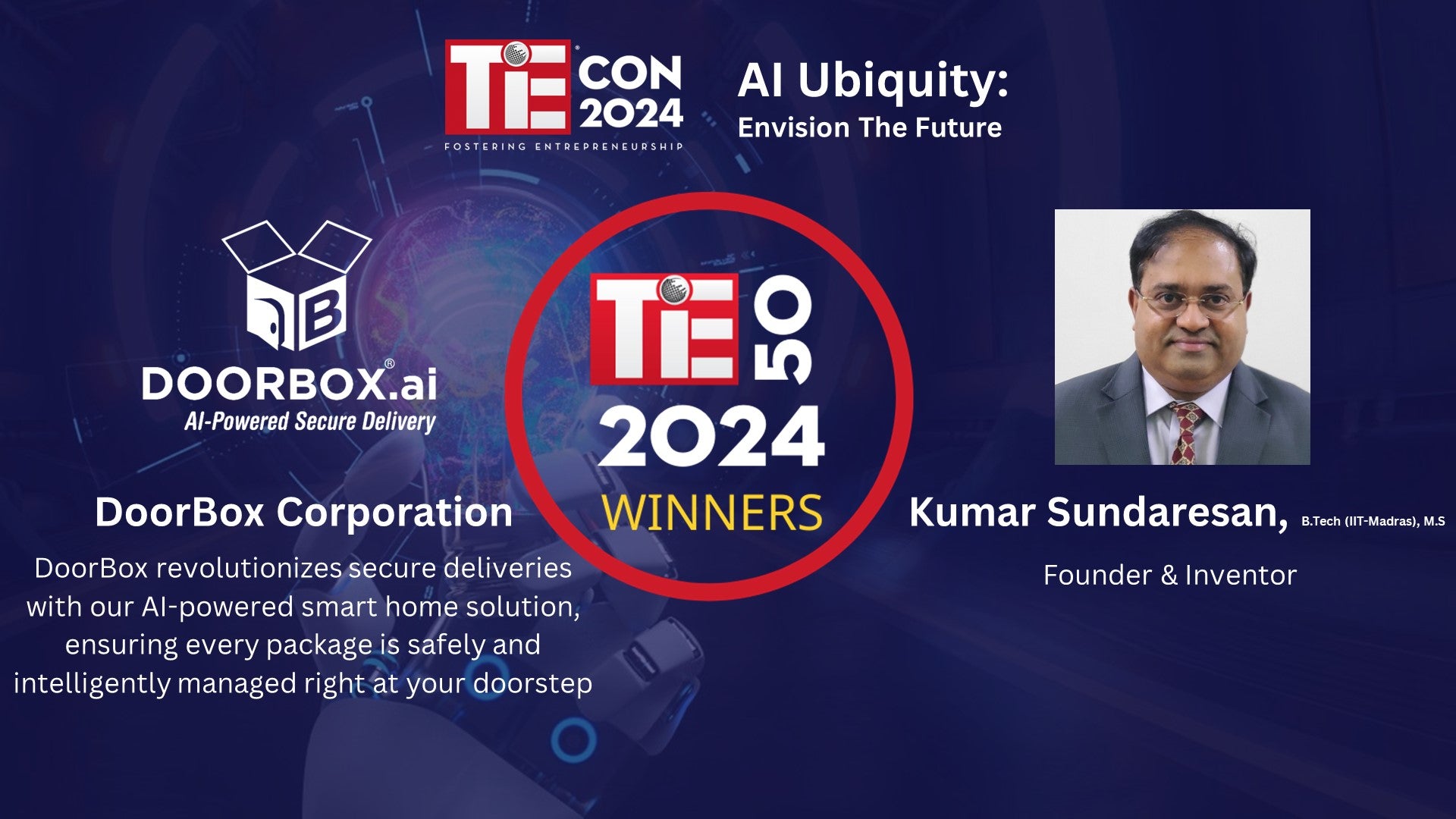DoorBox Corporation Takes Home TiE50 Award at TiEcon 2024 – Doorbox AI